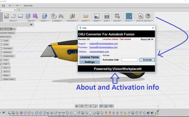 Convert or export autodesk fusion 360 file to obj file | Vision Workplace